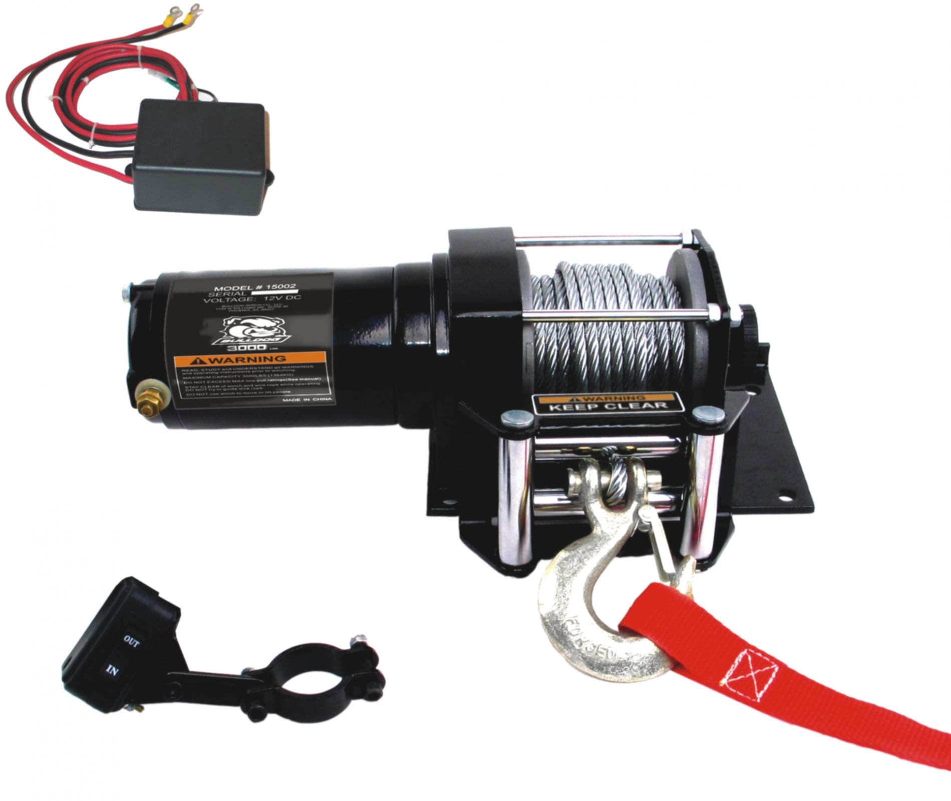2,000 LB ATV Winch 40 Ft Synthetic Rope W/Mini Rocker Switch Mounting ...